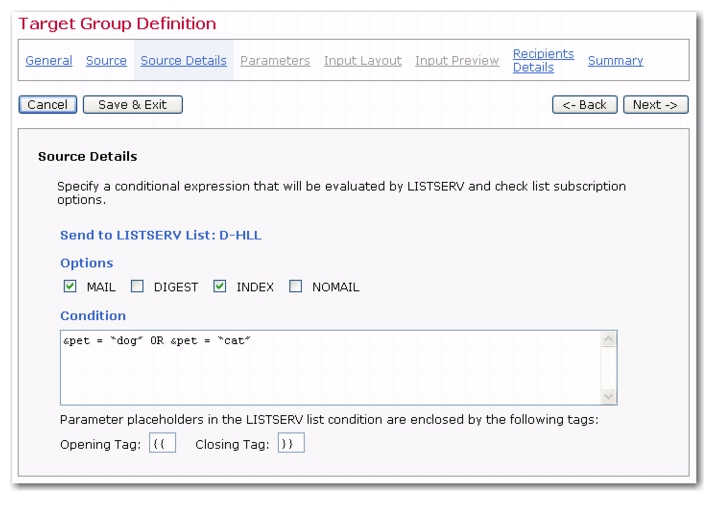 Classic LISTSERV List Target Groups